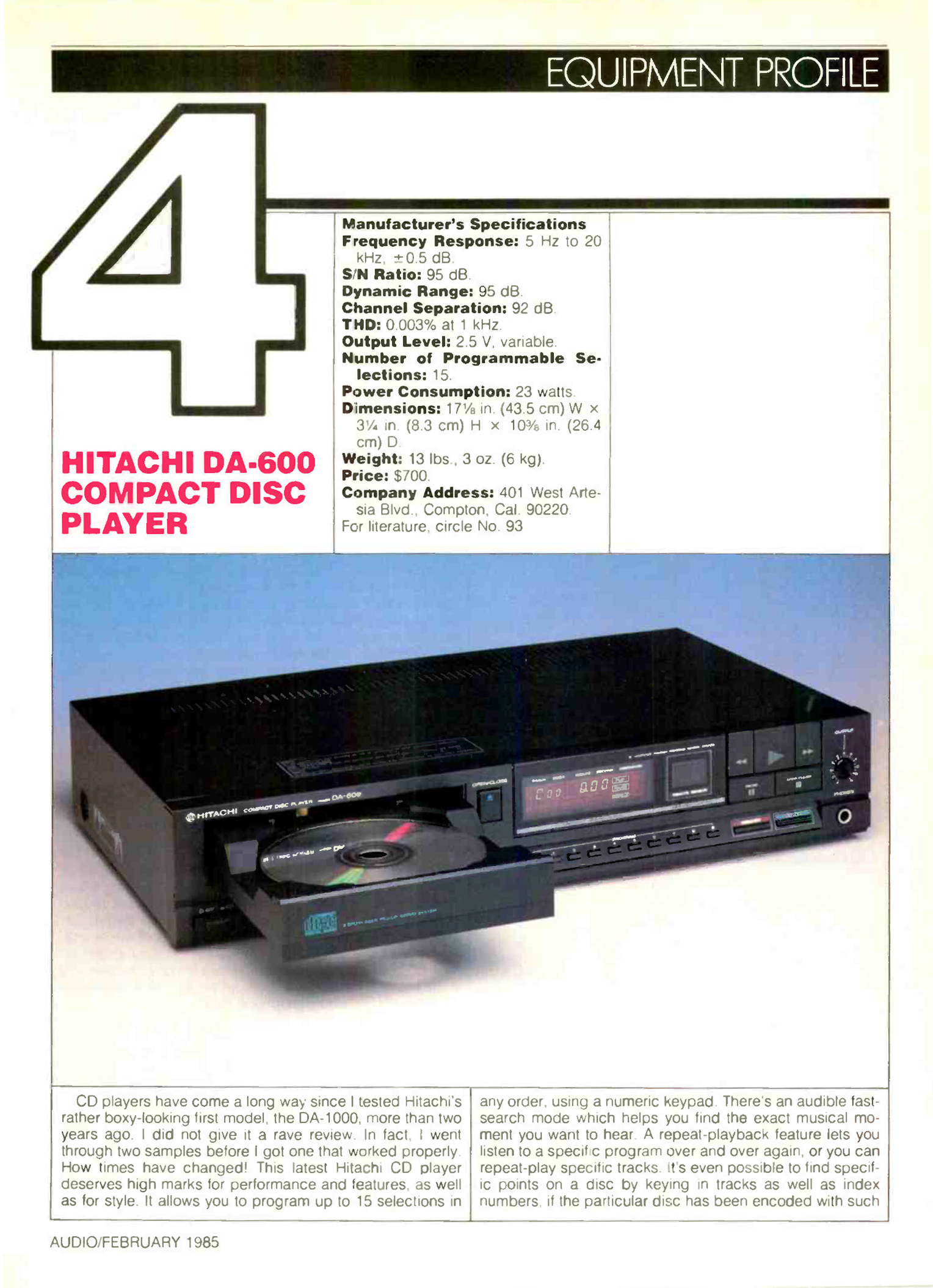 Hitachi DA-600 | Hifi-Wiki