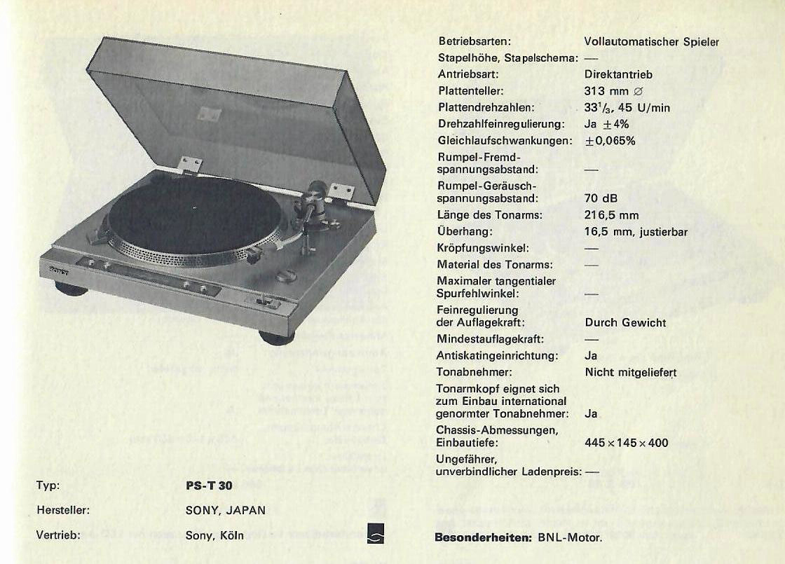 Sony PS-T 30 | Hifi-Wiki