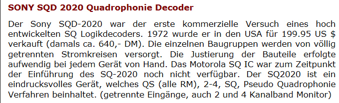 Sony SQD-2020 | Hifi-Wiki