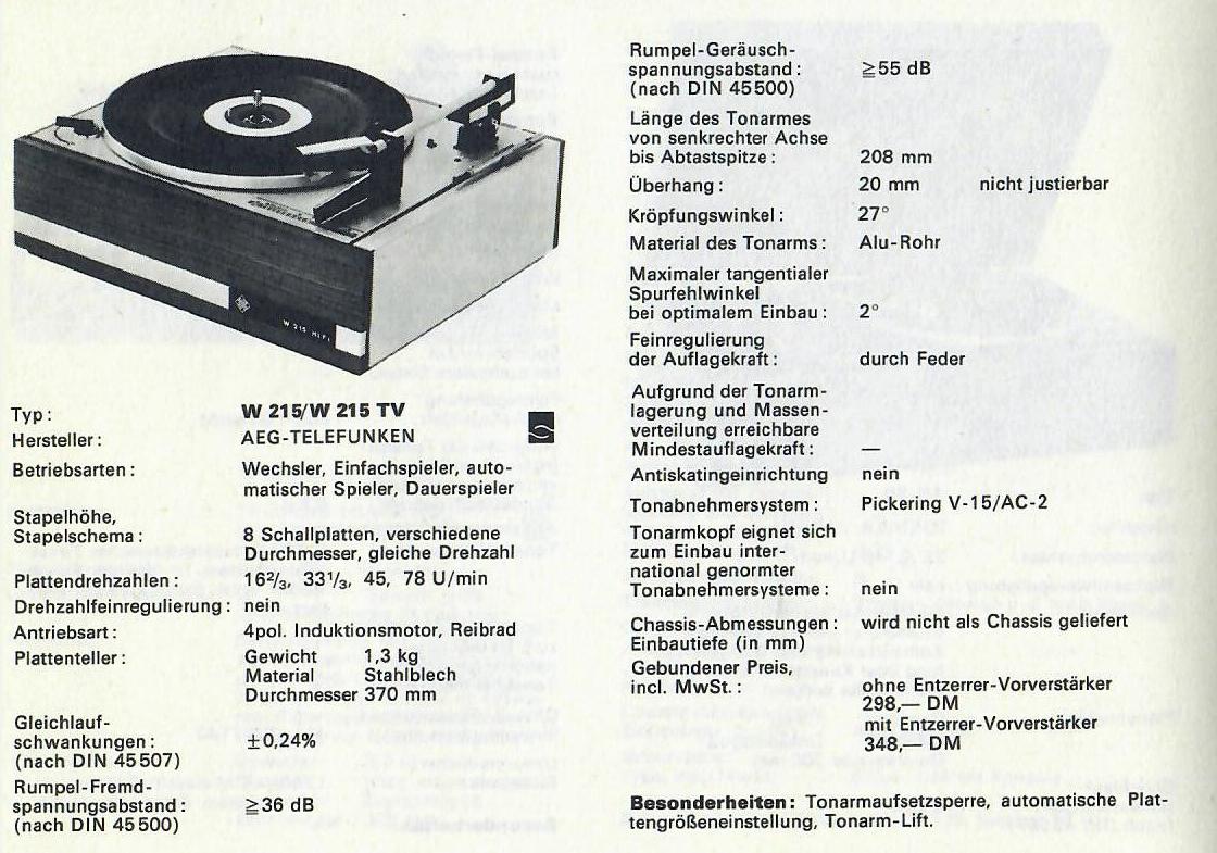 Telefunken W 215 | Hifi-Wiki