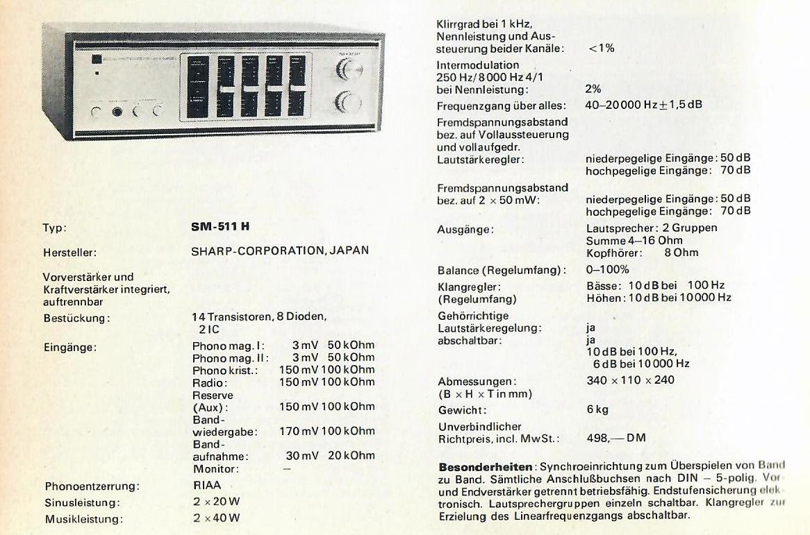 Sharp SM-511 H | Hifi-Wiki