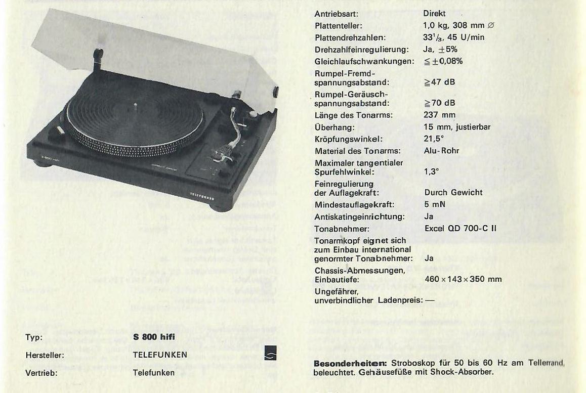 Telefunken S 800 | Hifi-Wiki