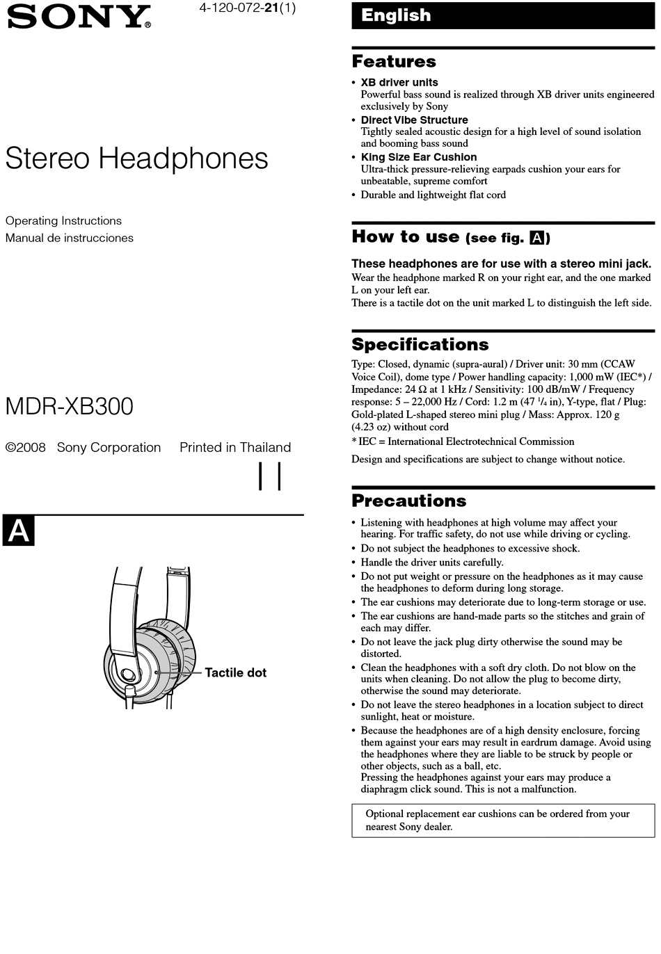Sony MDR-XB 300 | Hifi-Wiki