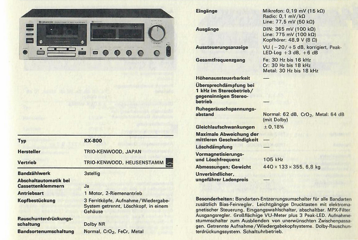 Kenwood KX-800 | Hifi-Wiki