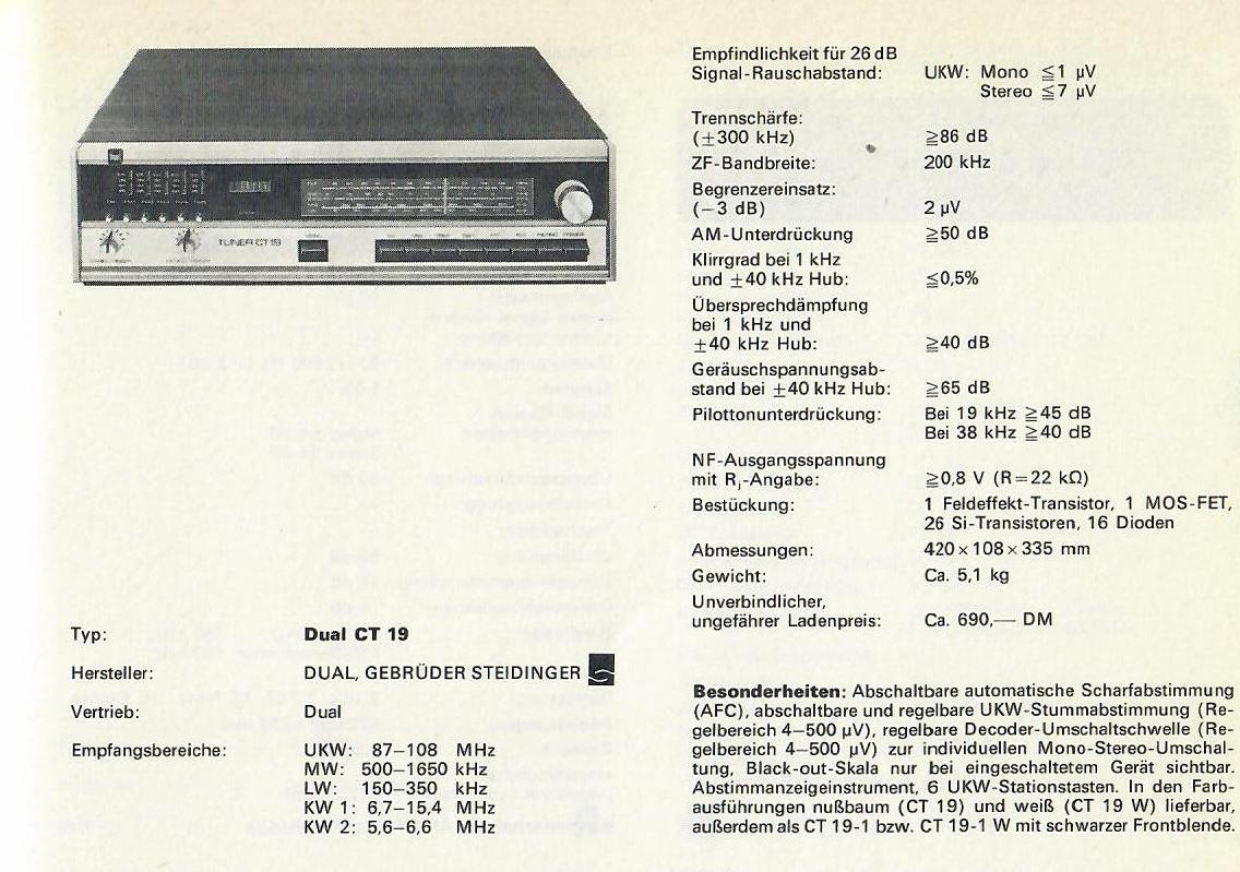 Dual CT 19 | Hifi-Wiki