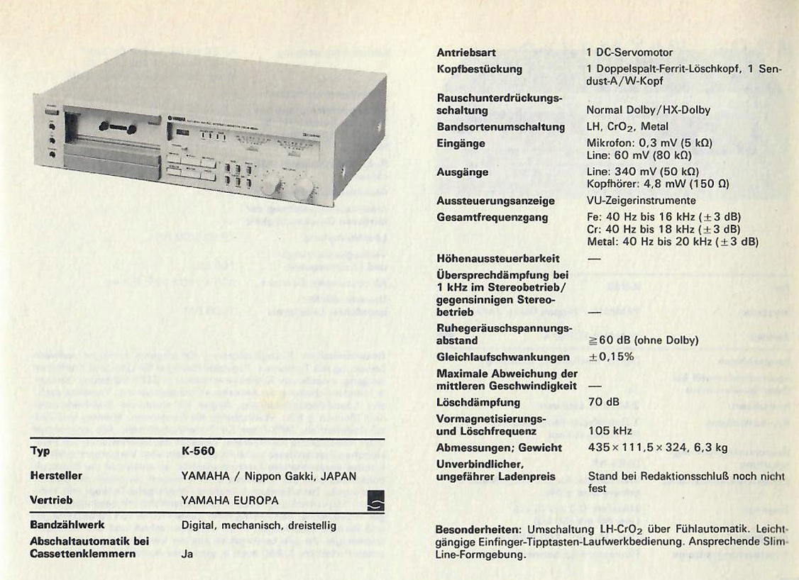 Yamaha K-560 | Hifi-Wiki.de