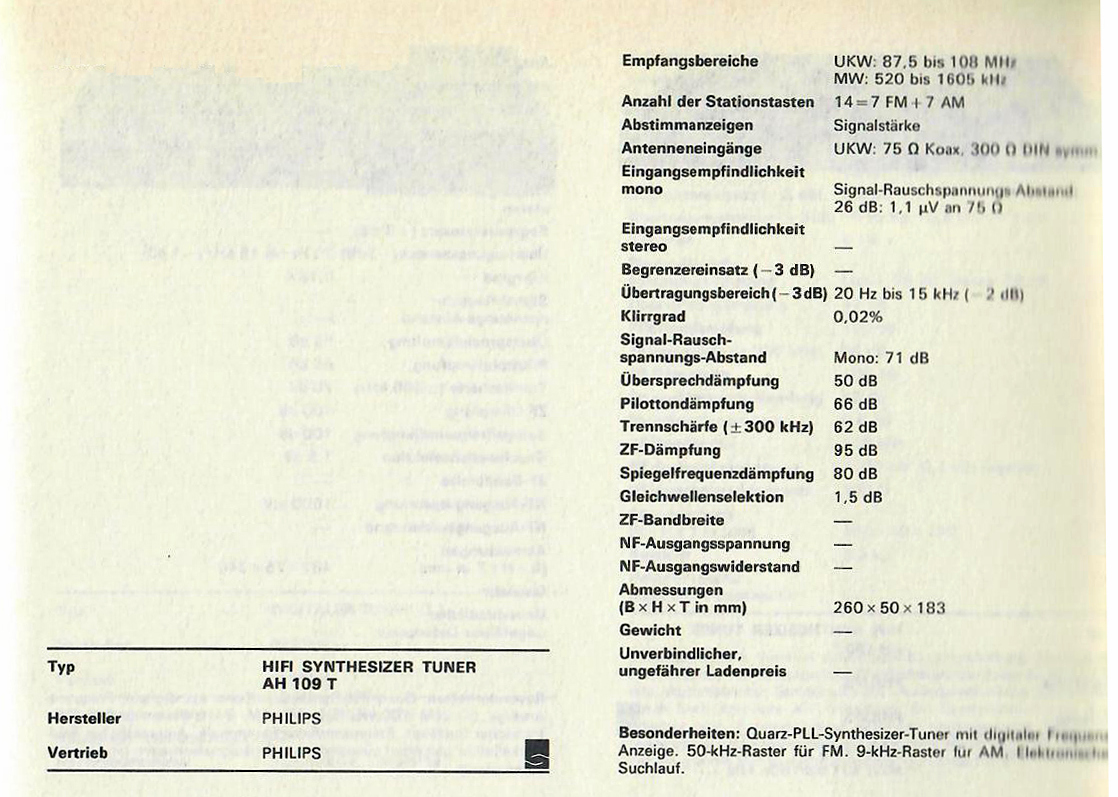 Philips AH 109 T | Hifi-Wiki