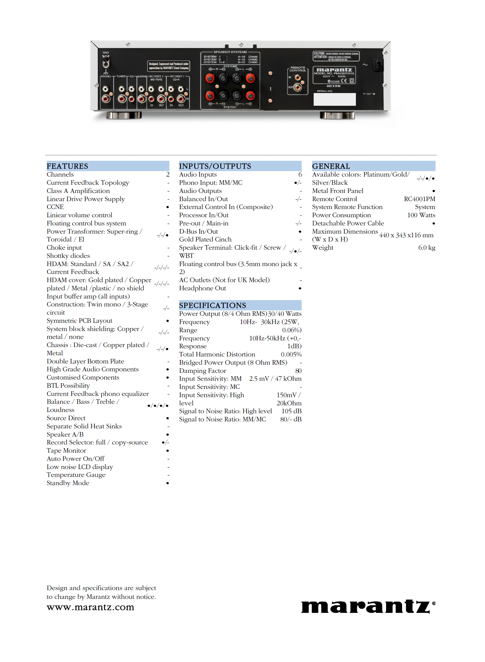 Marantz PM 4001 | Hifi-Wiki