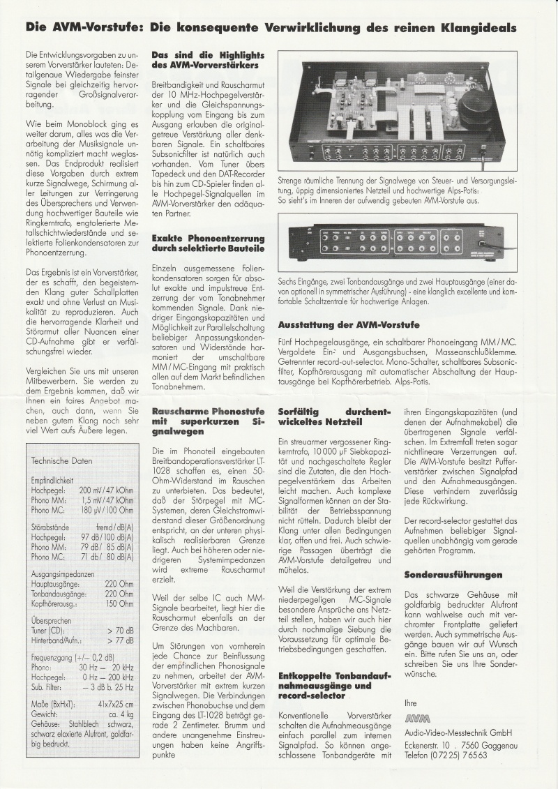 AVM-Vorstufe | Hifi-Wiki